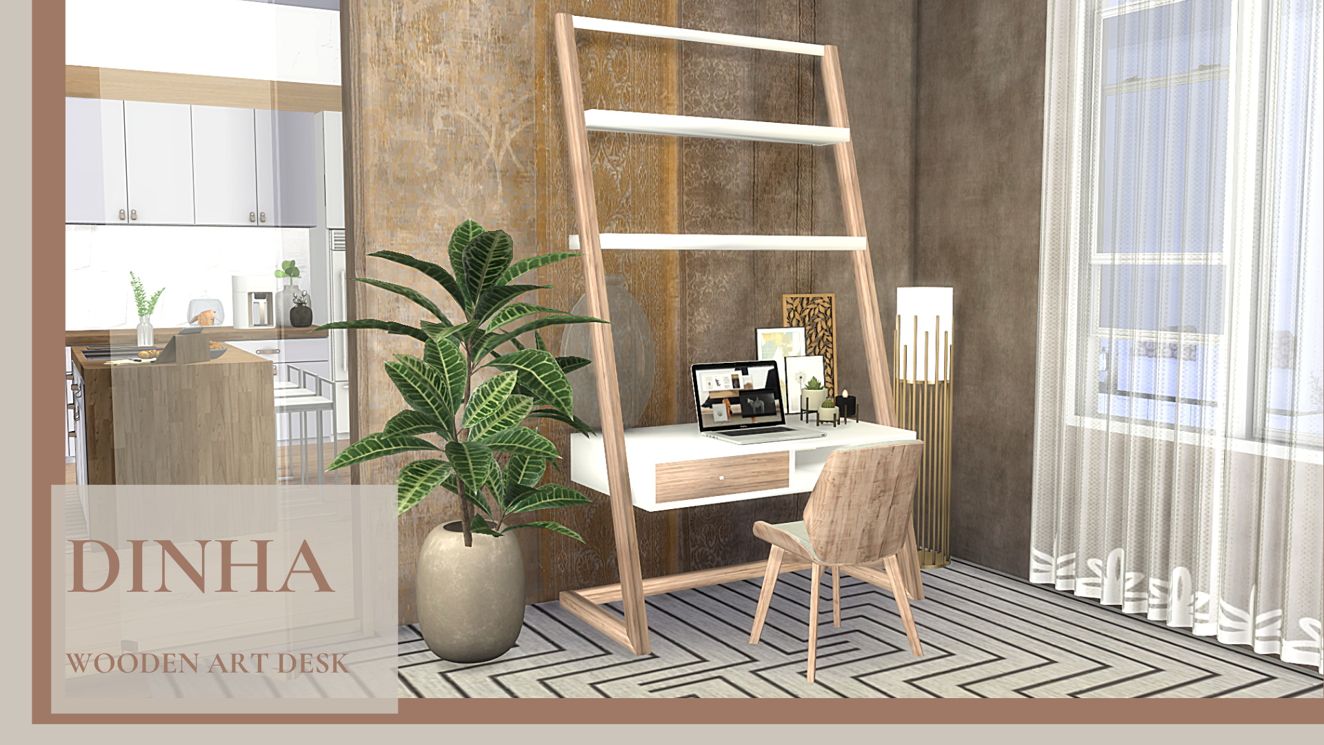 Wooden Art Desk at Dinha Gamer » Sims 4 Updates