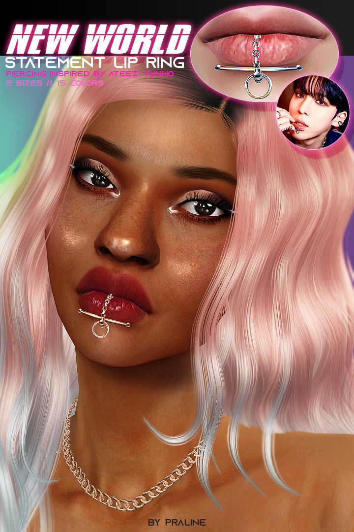 NEW WORLD Statement Lip Ring at Praline Sims » Sims 4 Updates