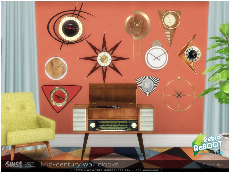 Mid-century wall clocks by Severinka at TSR » Sims 4 Updates