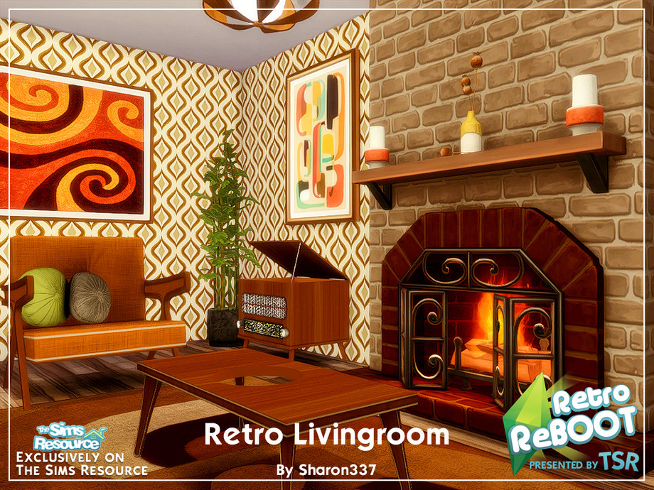 Retro Living Room by sharon337 at TSR » Sims 4 Updates