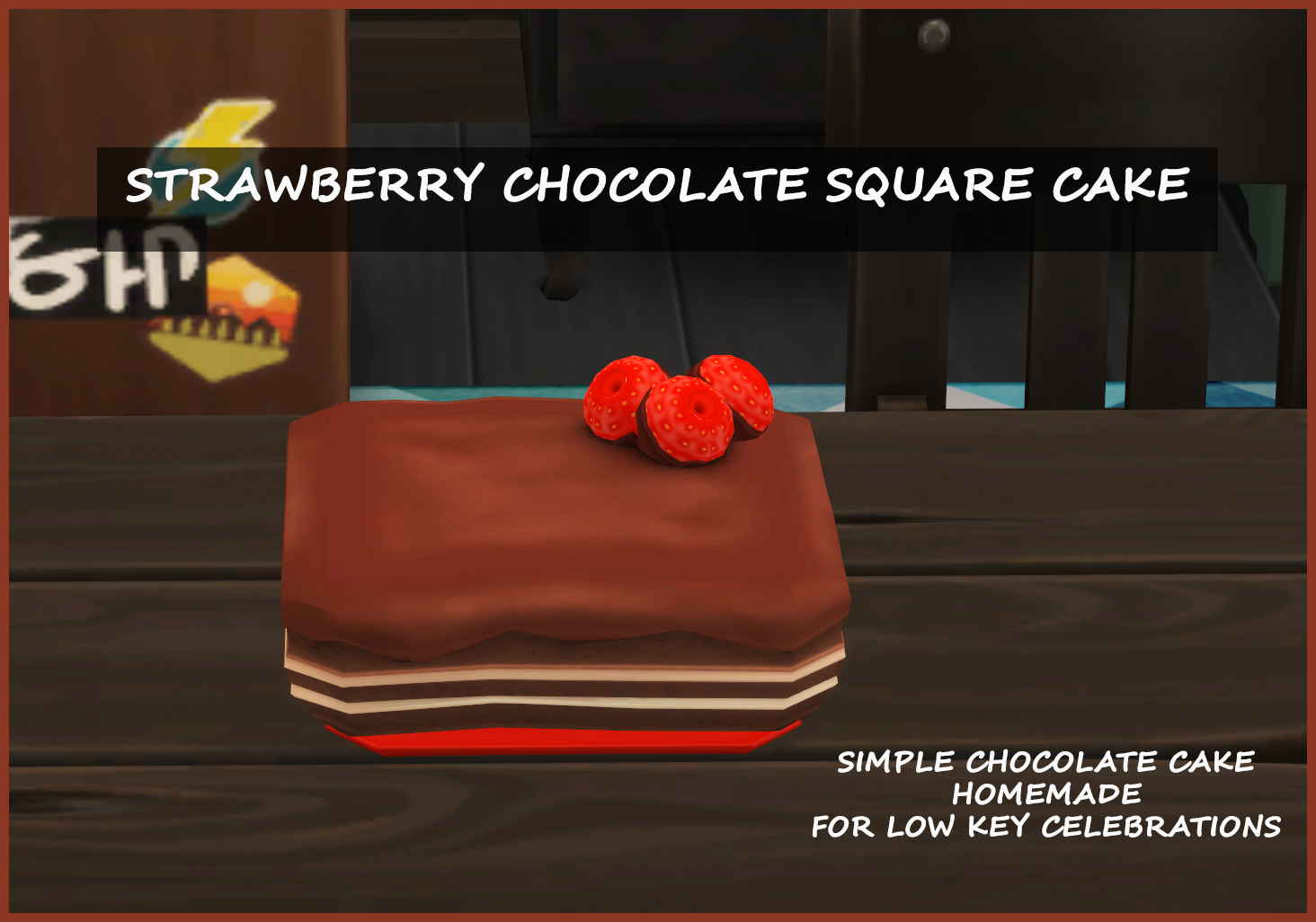 STRAWBERRY CHOCOLATE SQUARE CAKE at Icemunmun » Sims 4 Updates