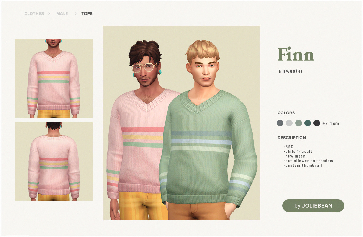 Finn Sweater at Joliebean » Sims 4 Updates