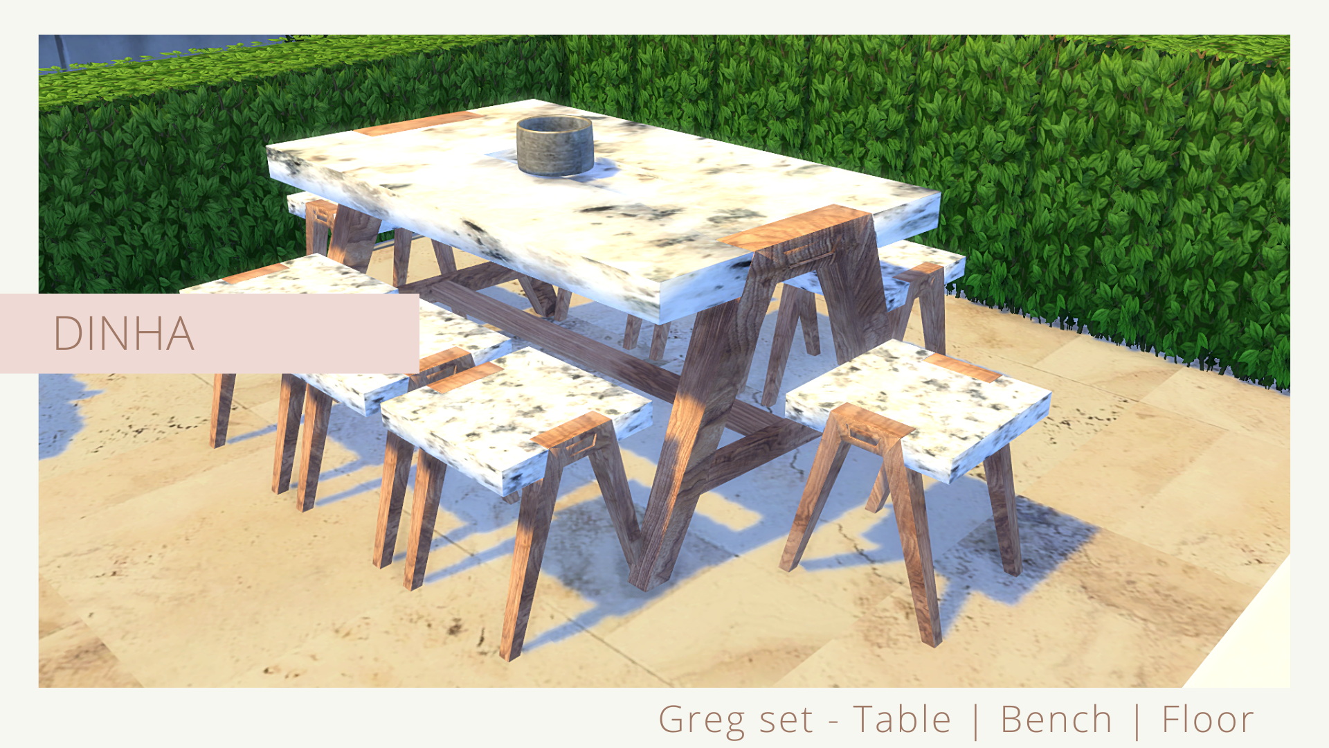 Greg Set: Table | Bench | Floor at Dinha Gamer » Sims 4 Updates