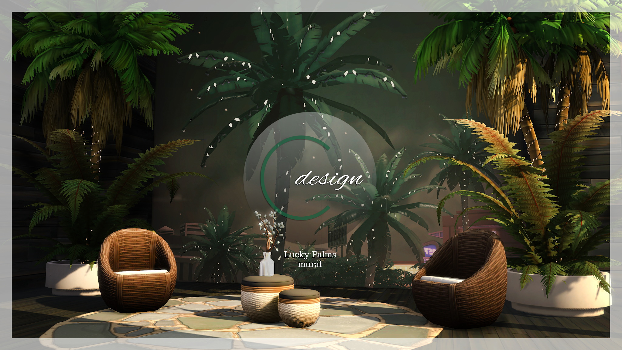 Lucky Palms Mural at Cross Design » Sims 4 Updates