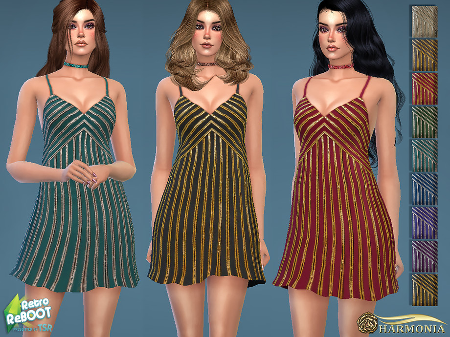 Retro 70s Sequin Embellished Disco Dress by Harmonia at TSR » Sims 4 ...