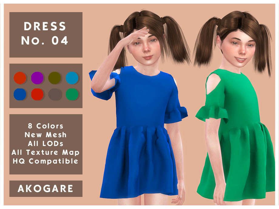Dress No.04 child by Akogare at TSR » Sims 4 Updates