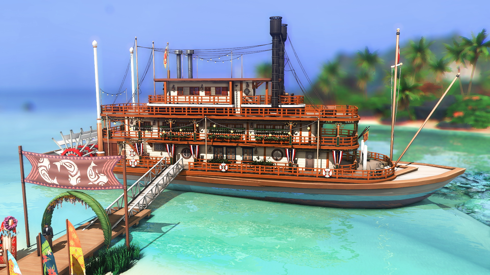 Floating Restaurant Vintage Boat by plumbobkingdom at Mod The Sims 4 ...