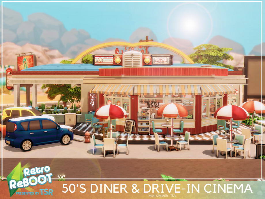 Retro 50's Diner and Drive-in Cinema by Mini Simmer at TSR » Sims 4 Updates