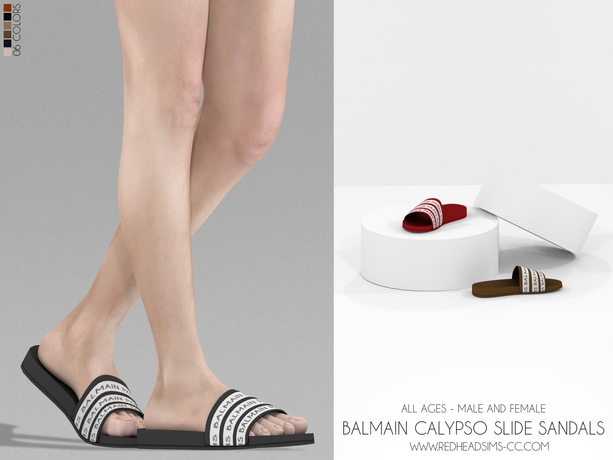 CALYPSO SLIDE SANDALS at REDHEADSIMS » Sims 4 Updates