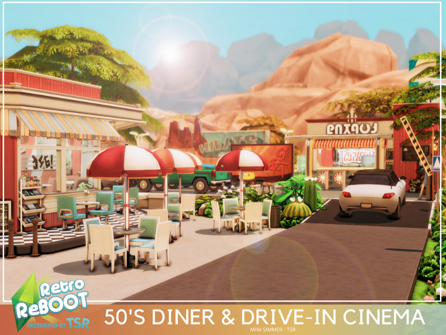Retro 50's Diner and Drive-in Cinema by Mini Simmer at TSR » Sims 4 Updates