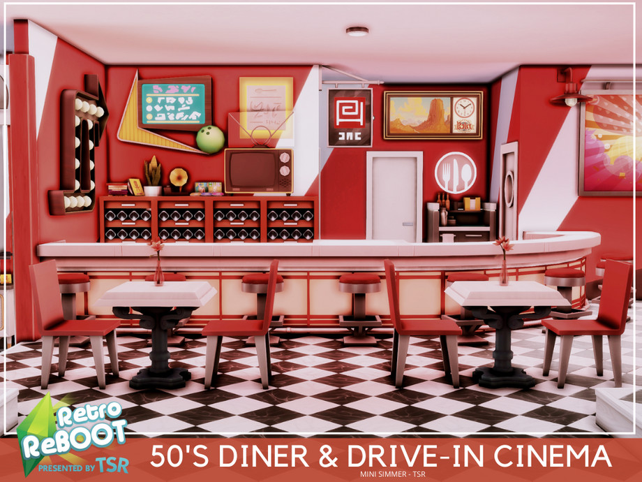 Retro 50's Diner and Drive-in Cinema by Mini Simmer at TSR » Sims 4 Updates