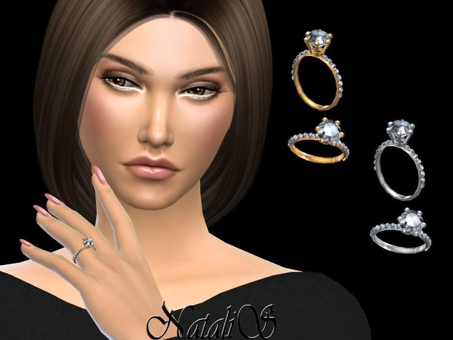 Round cut pave engagement ring by NataliS at TSR » Sims 4 Updates