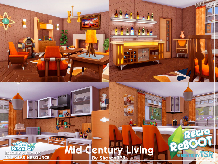 Retro Mid Century Living by sharon337 at TSR » Sims 4 Updates