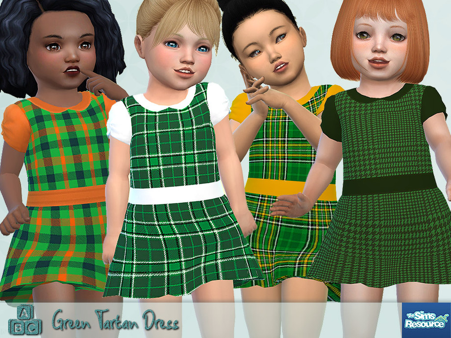 Green Tartan Dress by Pelineldis at TSR » Sims 4 Updates