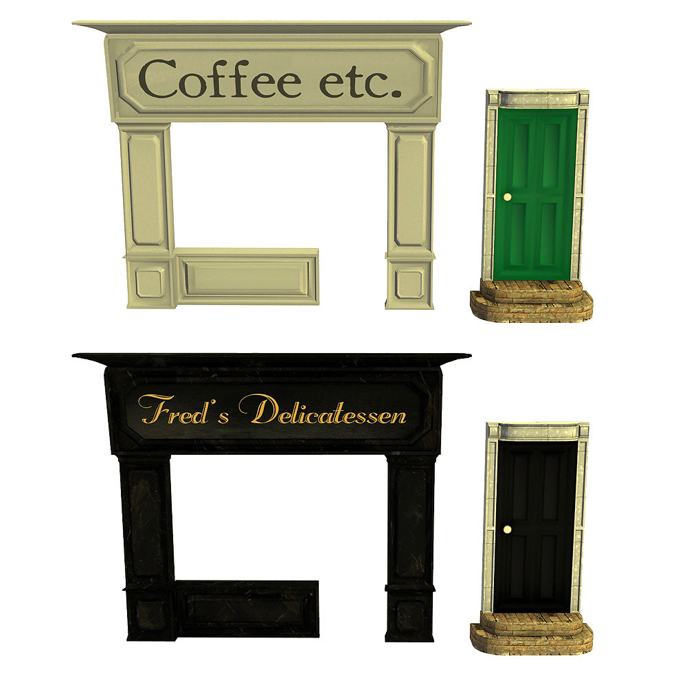 Fake door and shop fronts recolored at Riekus13 » Sims 4 Updates