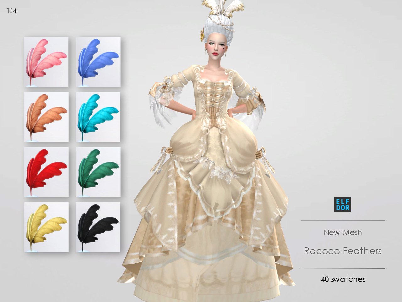 Rococo Feathers at Elfdor Sims » Sims 4 Updates