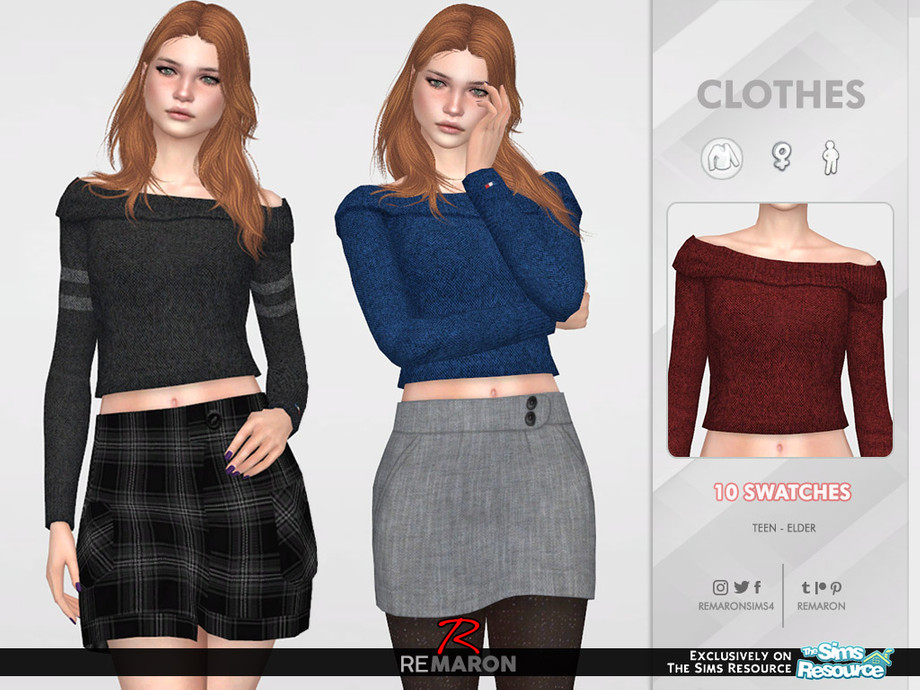 Off Shoulder Top 01 F by ReMaron at TSR » Sims 4 Updates