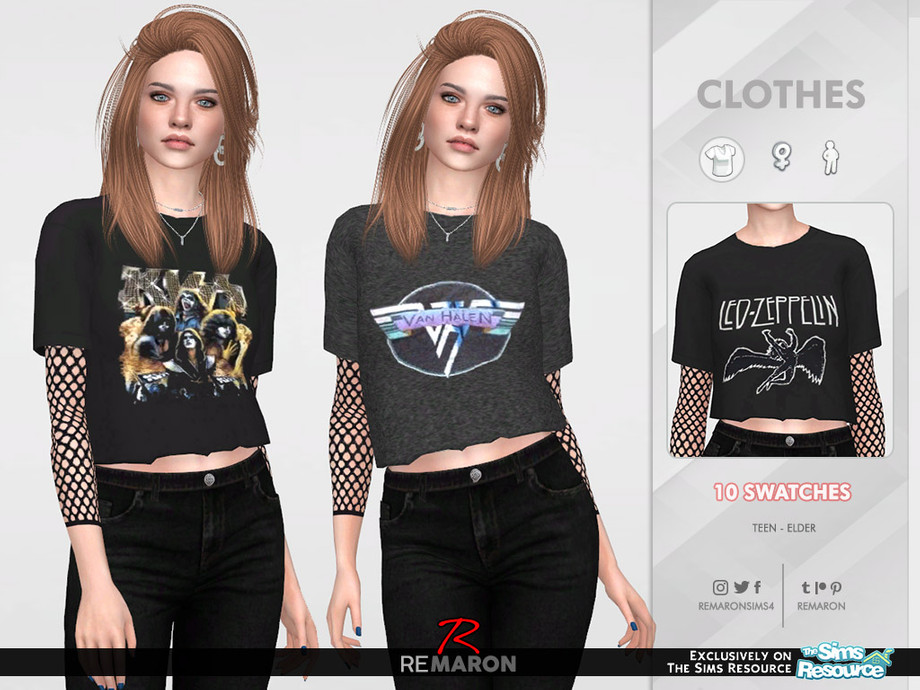 Bands Shirt 03 F by ReMaron at TSR » Sims 4 Updates