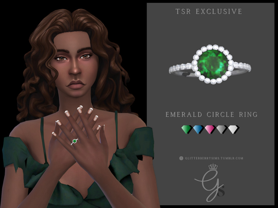 Emerald Circle Engagement Ring by Glitterberryfly at TSR » Sims 4 Updates