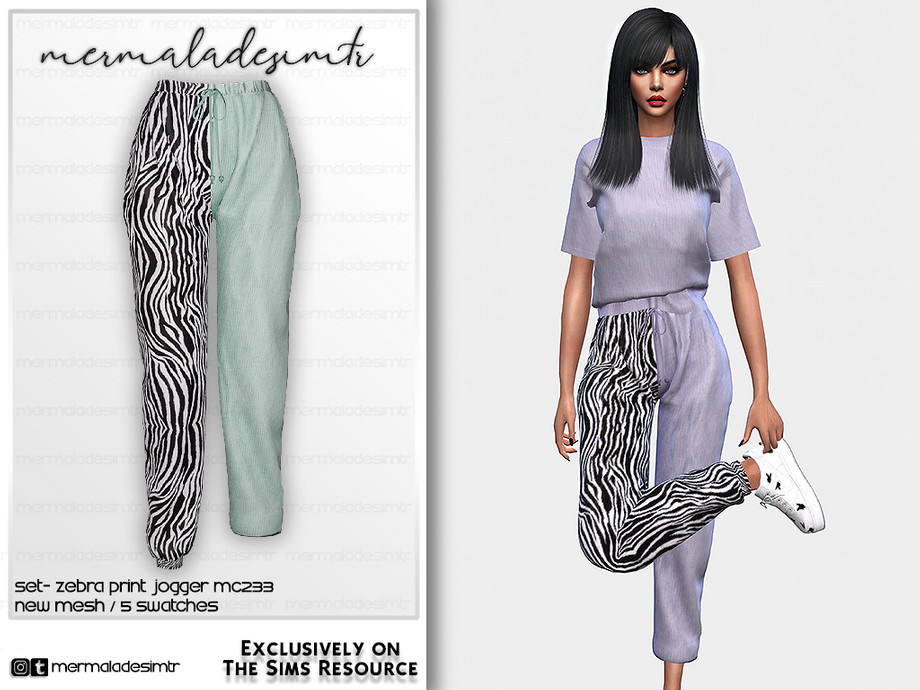 Set Zebra Print Jogger MC233 by mermaladesimtr at TSR » Sims 4 Updates