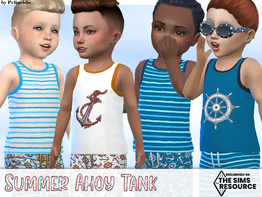 Boys Summer Ahoy Tank Top by Pelineldis at TSR » Sims 4 Updates