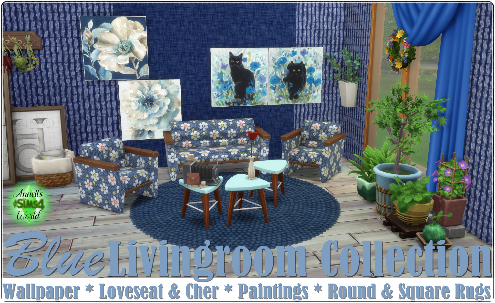 Blue Livingroom Collection at Annett’s Sims 4 Welt » Sims 4 Updates