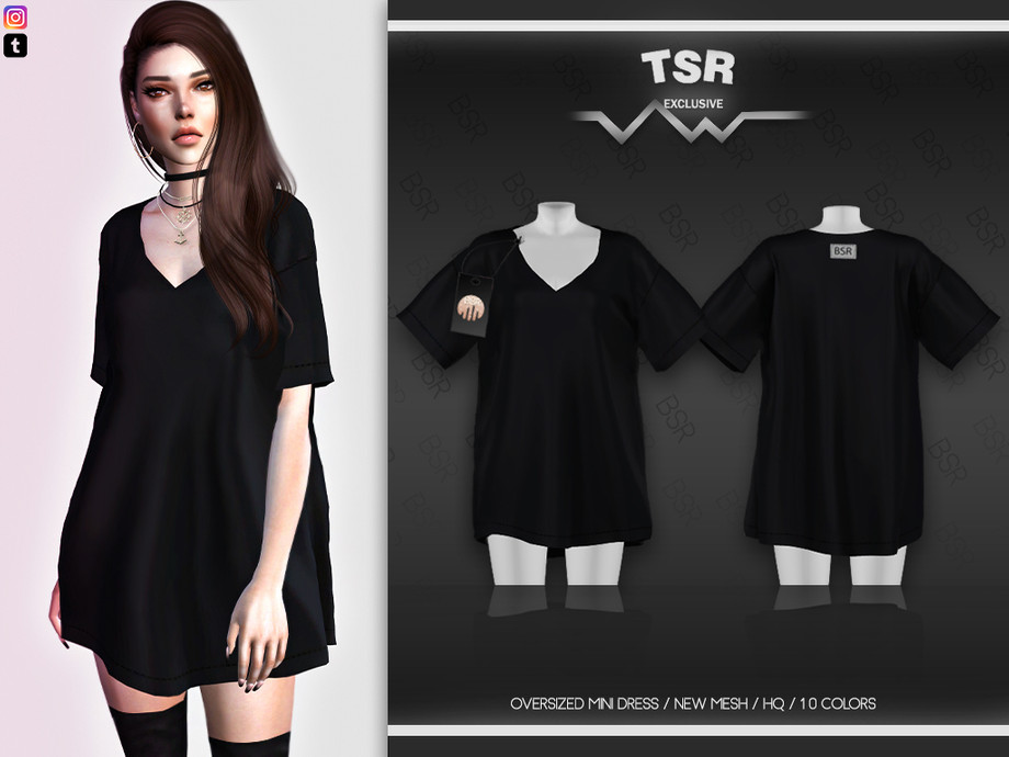 Oversized Mini Dress BD467 by busra-tr at TSR » Sims 4 Updates