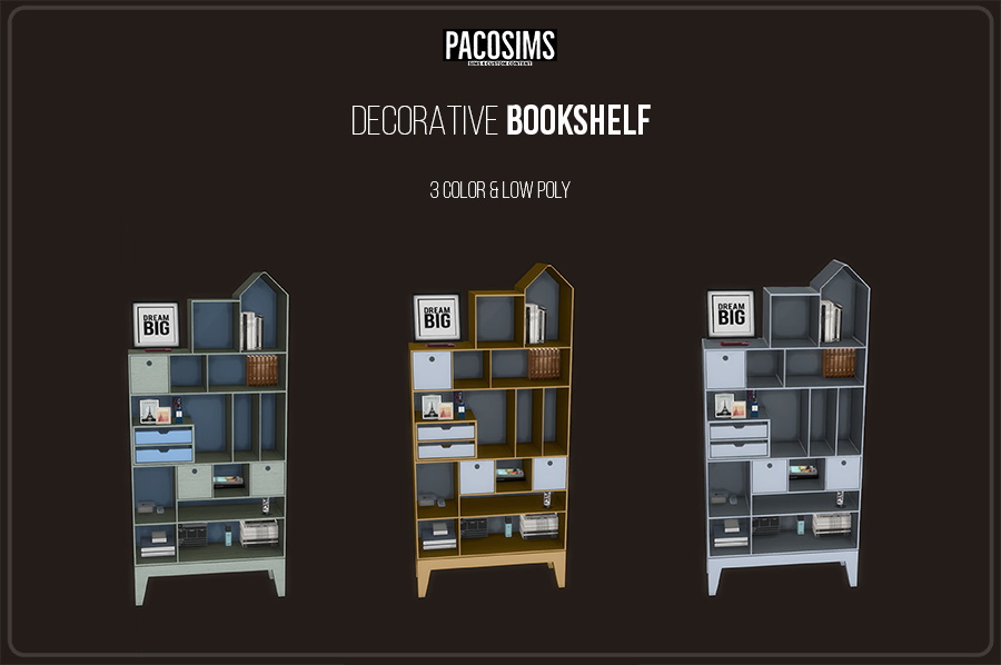 Decorative Bookshelf (P) at Paco Sims » Sims 4 Updates