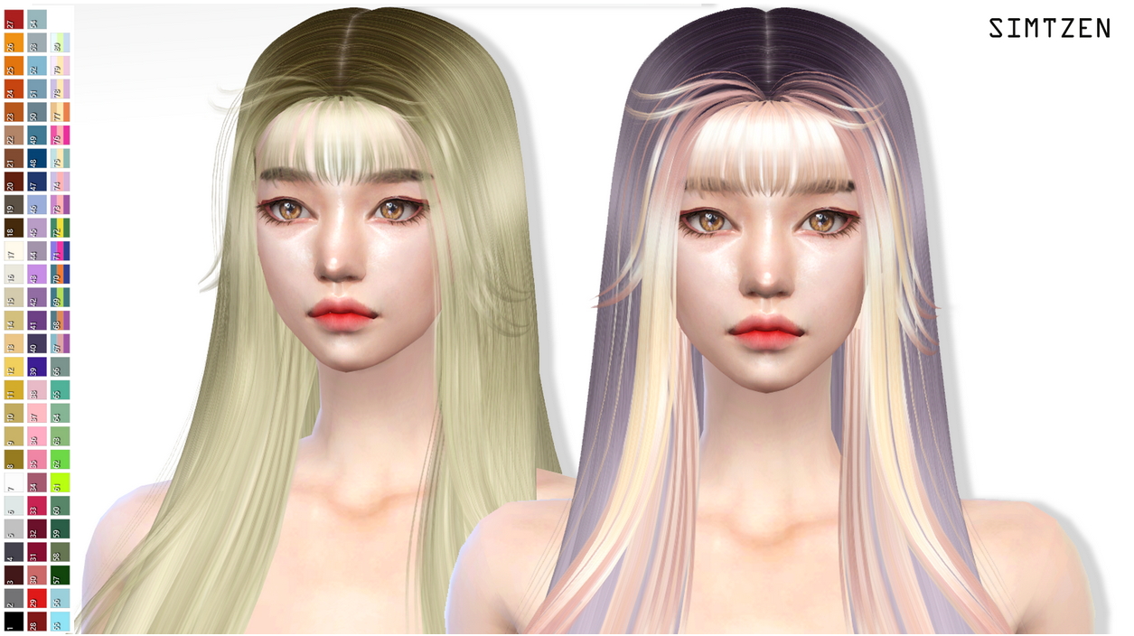 Seulgi Hairstyle 013 ver 1 & 2 at Simtzen » Sims 4 Updates