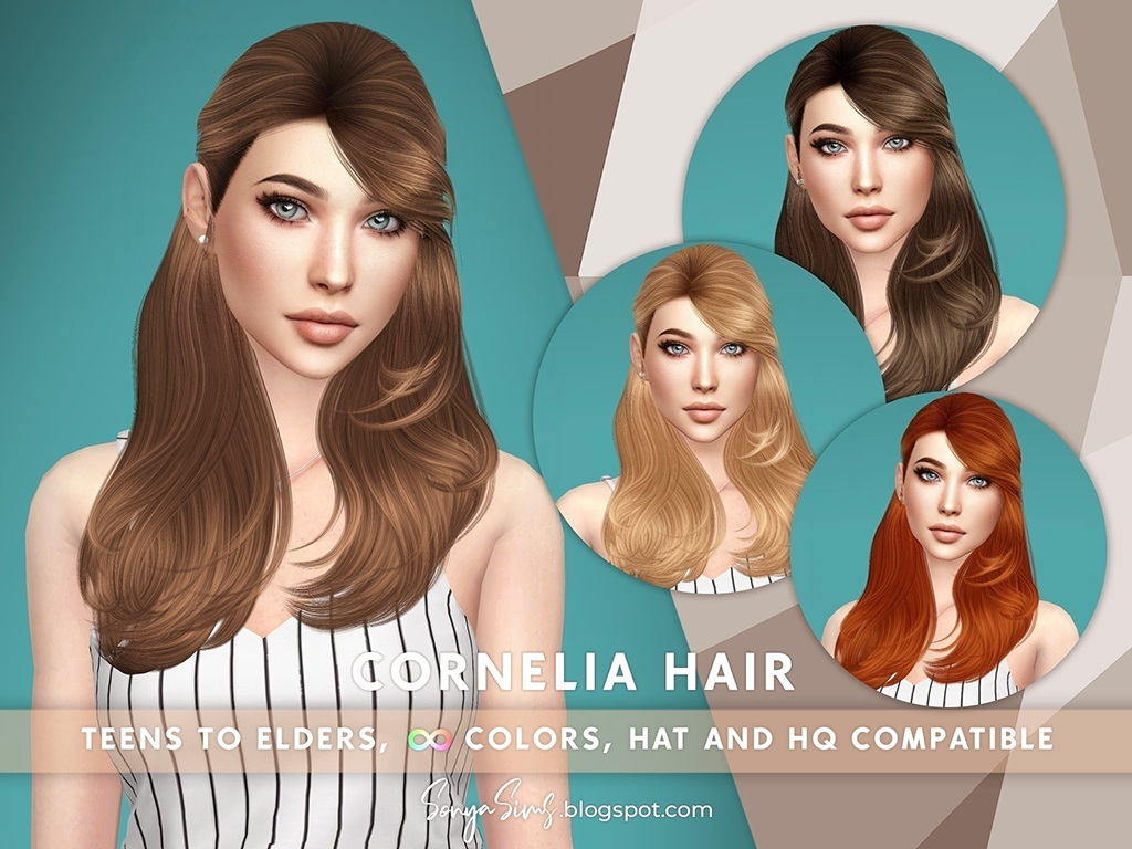 Cornelia Hair (P) at Sonya Sims » Sims 4 Updates