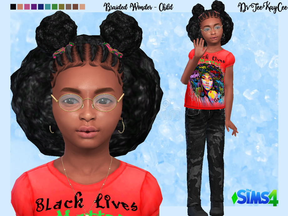 Braided Wonder Hair Child by drteekaycee at TSR » Sims 4 Updates