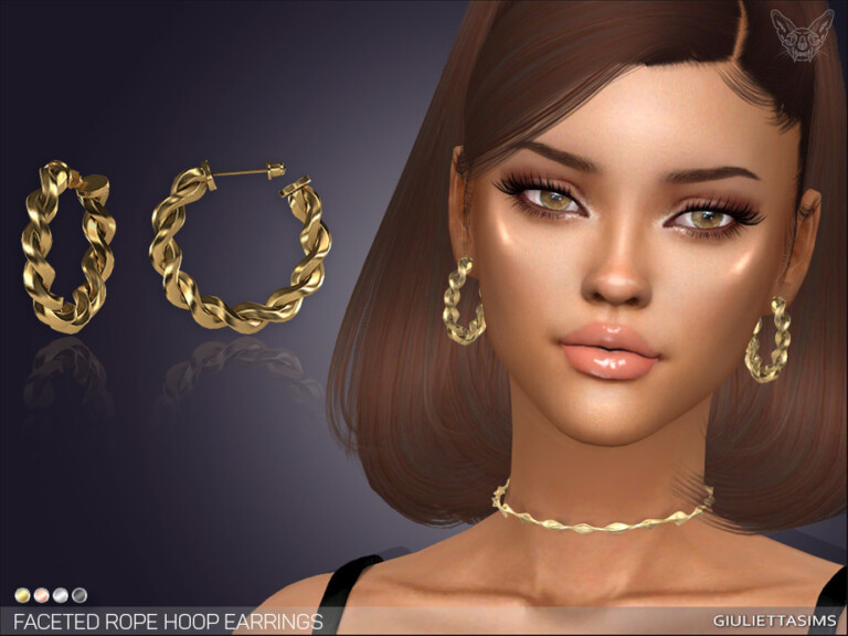 Faceted Rope Hoop Earrings by feyona at TSR » Sims 4 Updates