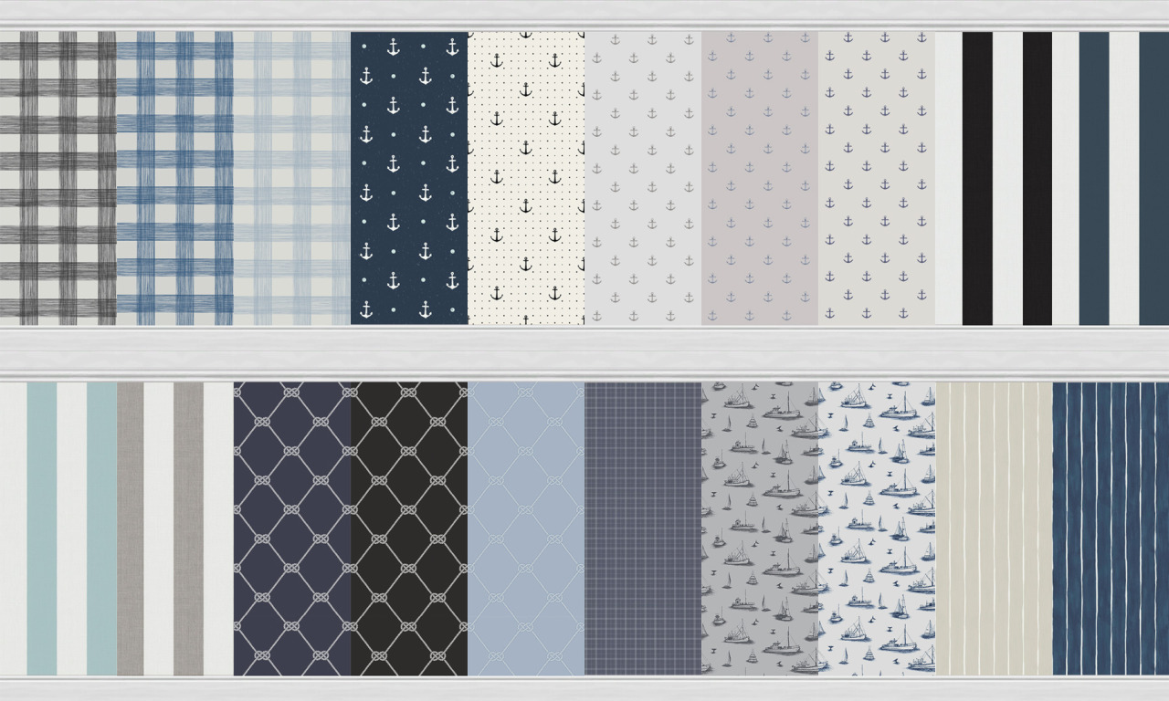 Coastal Wallpaper with Crown Molding at Sooky » Sims 4 Updates