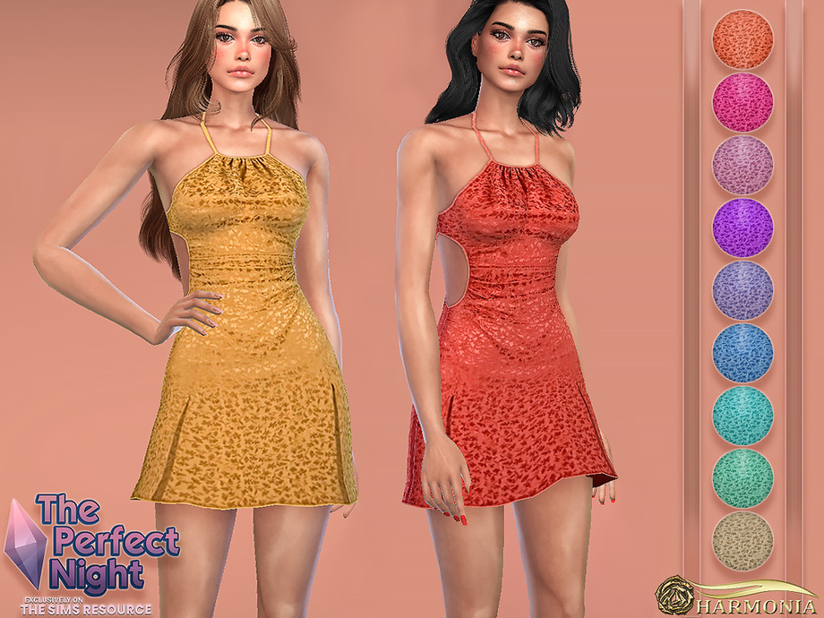 The Perfect Night Halter Cutout Dress by Harmonia at TSR » Sims 4 Updates