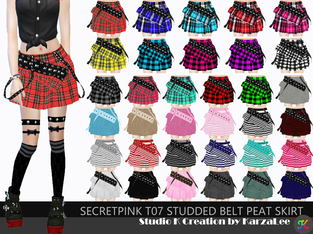 Studded belt peat skirt T07 at Studio K-Creation » Sims 4 Updates