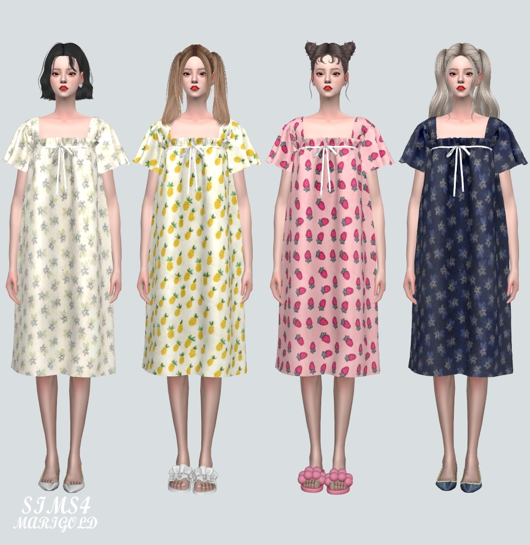 Ribbon Midi Dress at Marigold » Sims 4 Updates