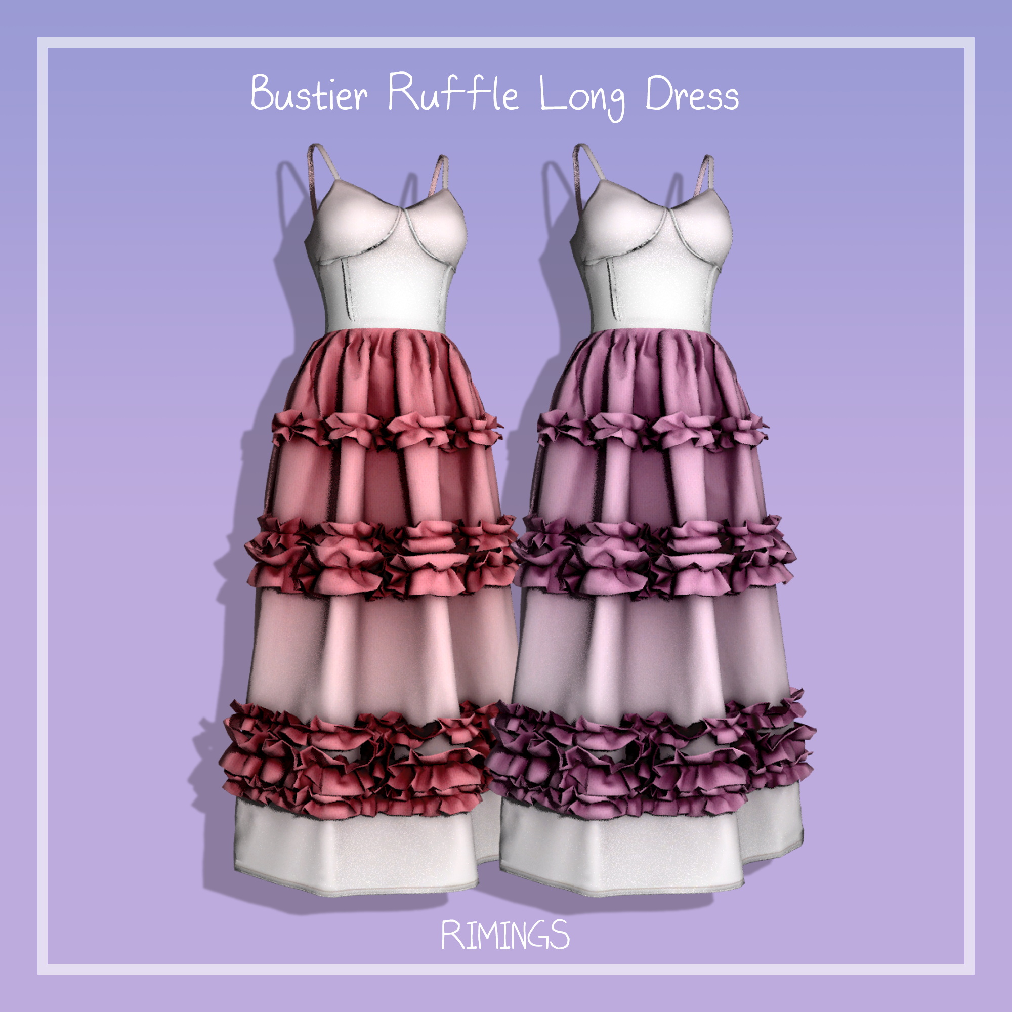 Bustier Ruffle Long Dress at RIMINGs » Sims 4 Updates