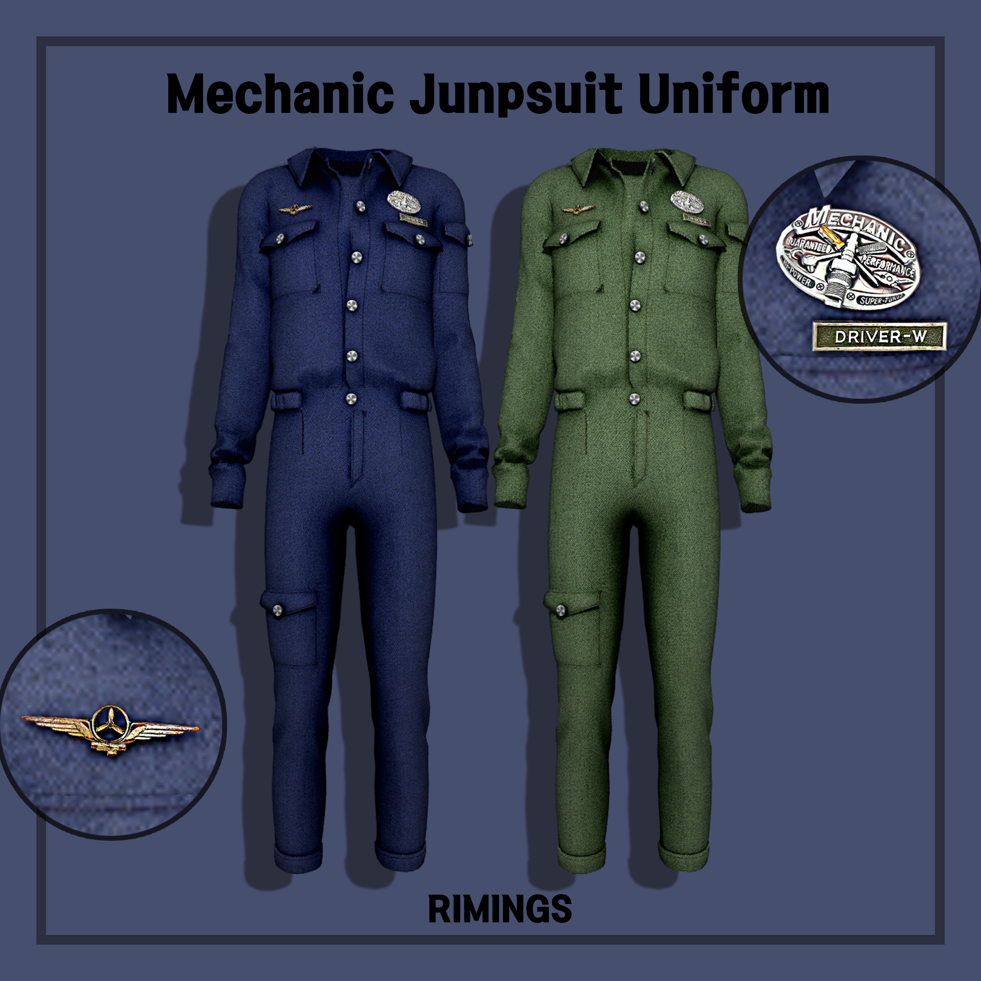 Mechanic Jumpsuit Uniform at RIMINGs » Sims 4 Updates
