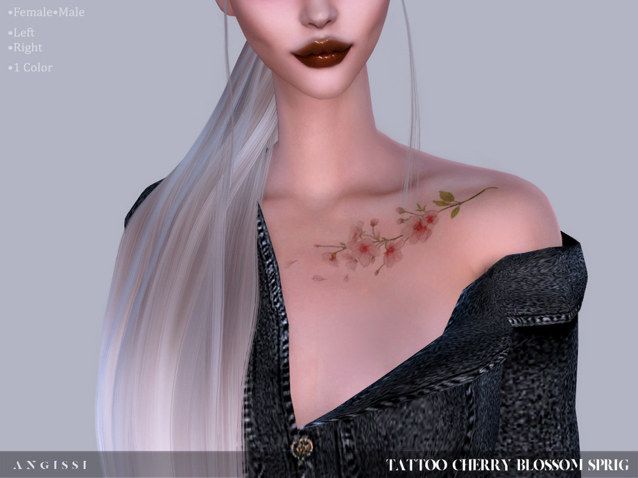 Tattoo Cherry blossom spring by ANGISSI at TSR » Sims 4 Updates