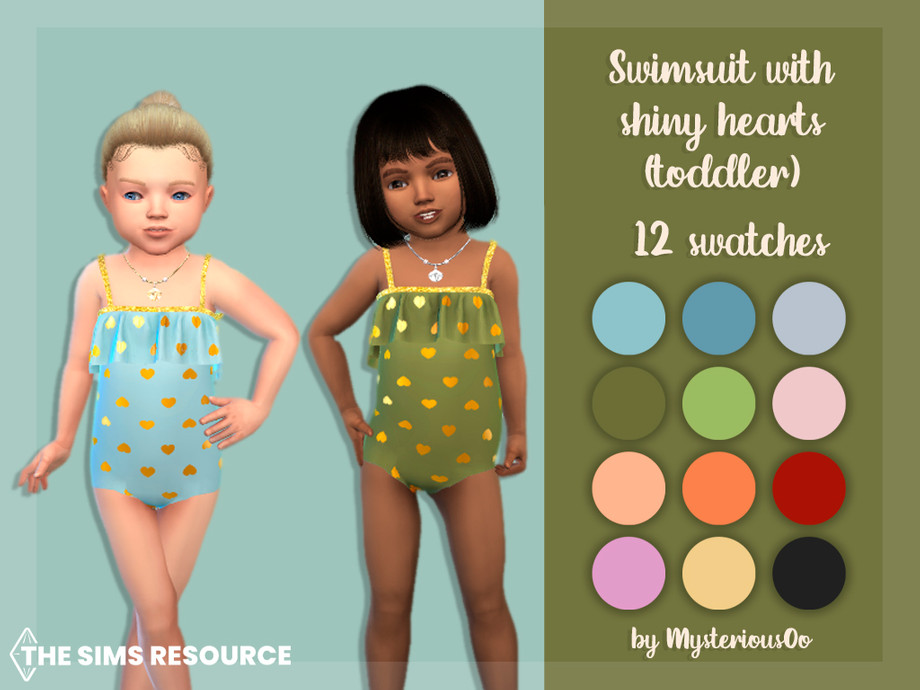 Swimsuit with shiny hearts (toddler) by MysteriousOo at TSR » Sims 4 ...