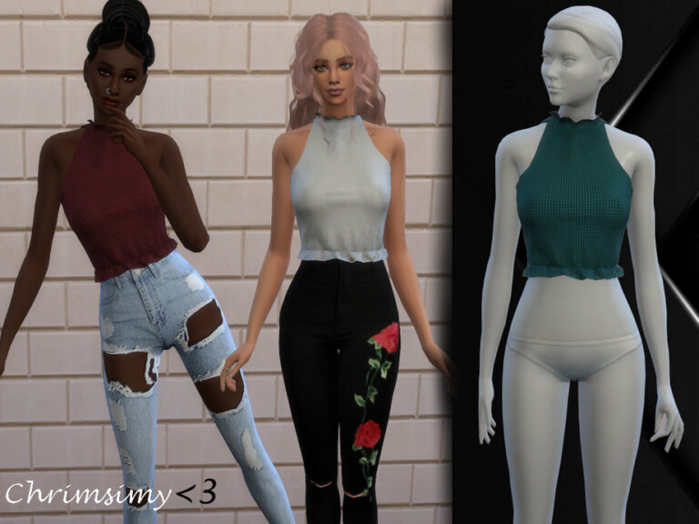 Ruffle Halter Top by chrimsimy at TSR » Sims 4 Updates