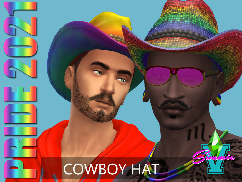 Rainbow Cowboy hat by SimmieV at TSR » Sims 4 Updates