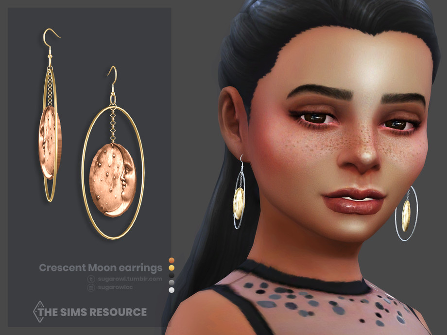Crescent Moon earrings Kids version by sugar owl at TSR » Sims 4 Updates