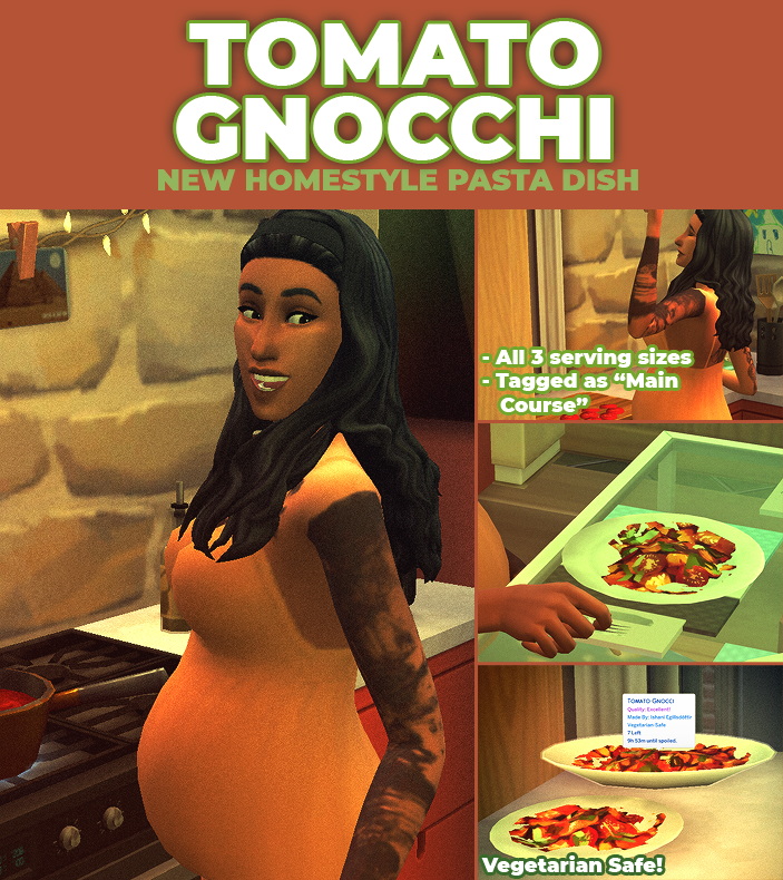 Tomato Gnocchi Custom Recipe at Mod The Sims 4 » Sims 4 Updates
