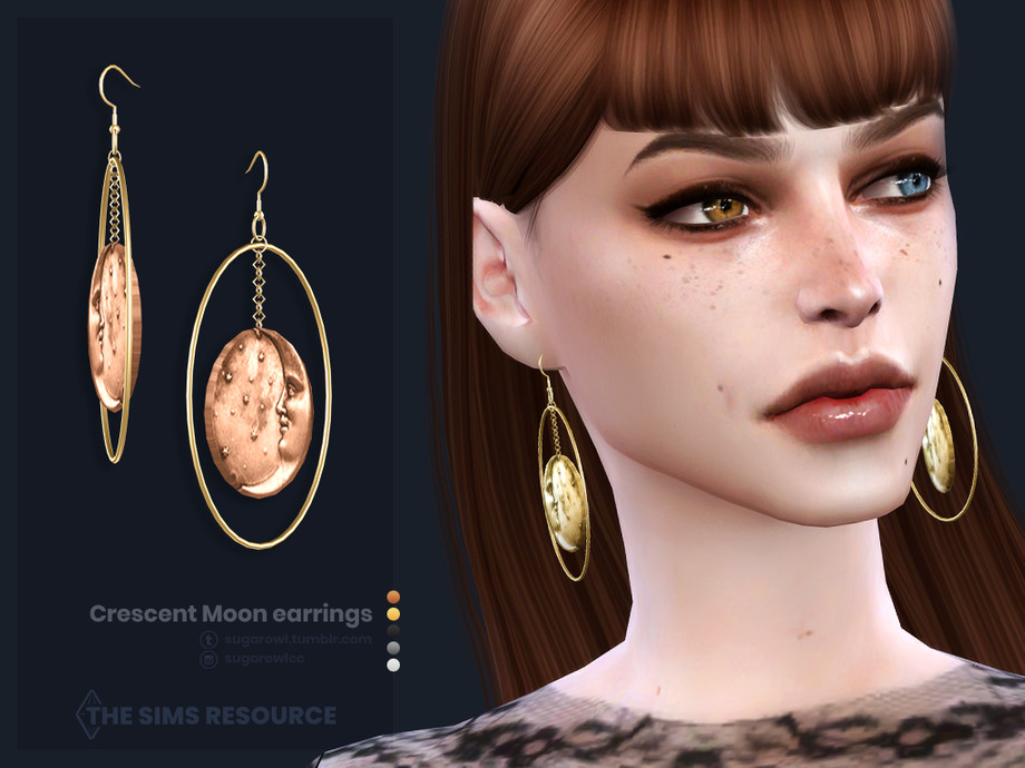 Crescent Moon earrings by sugar owl at TSR » Sims 4 Updates