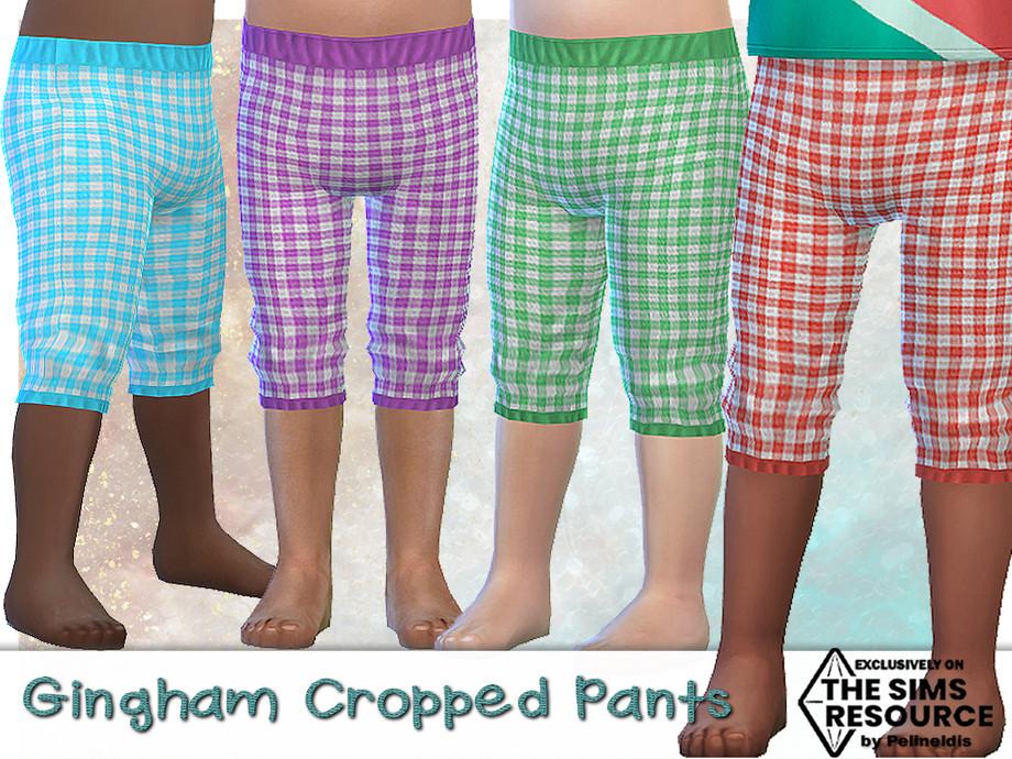 Gingham Cropped Pants by Pelineldis at TSR » Sims 4 Updates