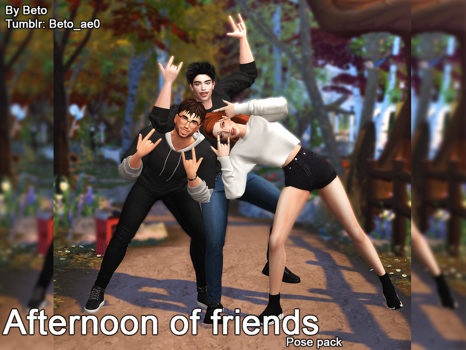 Afternoon of friends (Pose pack) by Beto_ae0 at TSR » Sims 4 Updates