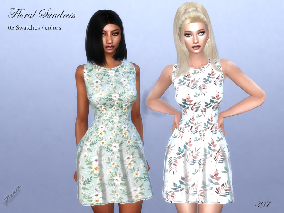 Floral Sundress by pizazz at TSR » Sims 4 Updates