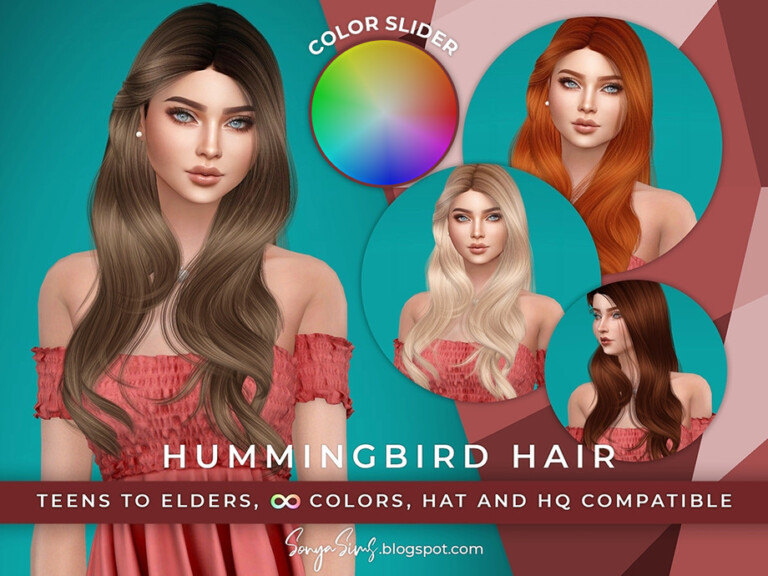 Hummingbird Hair Color Slider by SonyaSimsCC at TSR » Sims 4 Updates