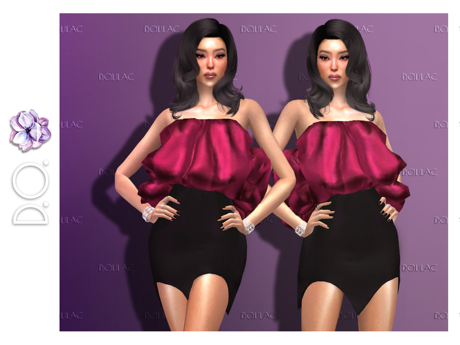 Voluminous Bodice Rihanna Dress DO132 by D.O.Lilac at TSR » Sims 4 Updates